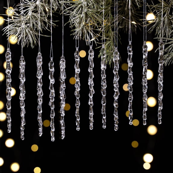 Bzdzmqm under $5 Icicle Ornaments, 12PCS Transparent Crushed Ice ...