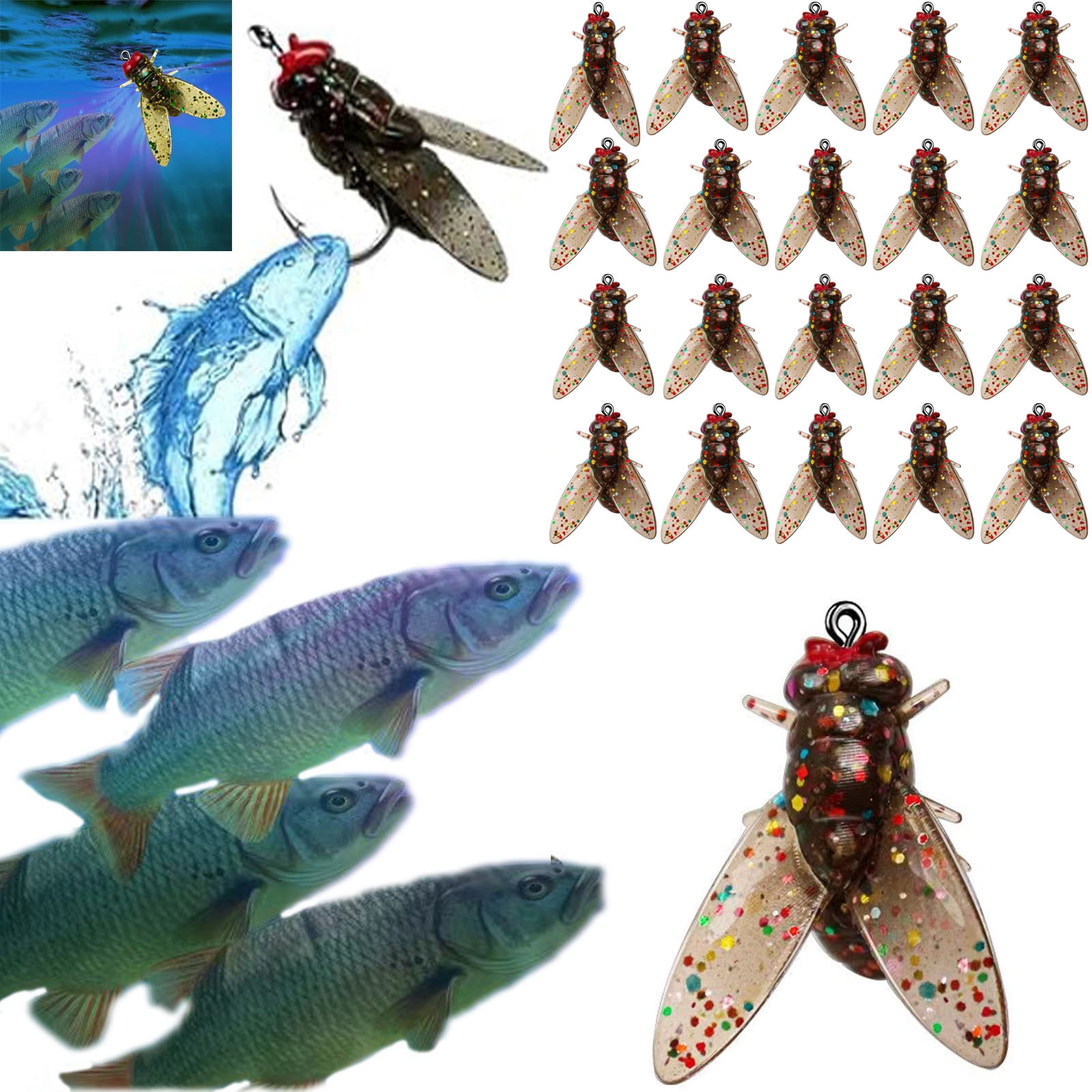 Fly Fishing Bait 20PCS 2024 New Fly Hook Soft Bait Add Fish Attractant ...