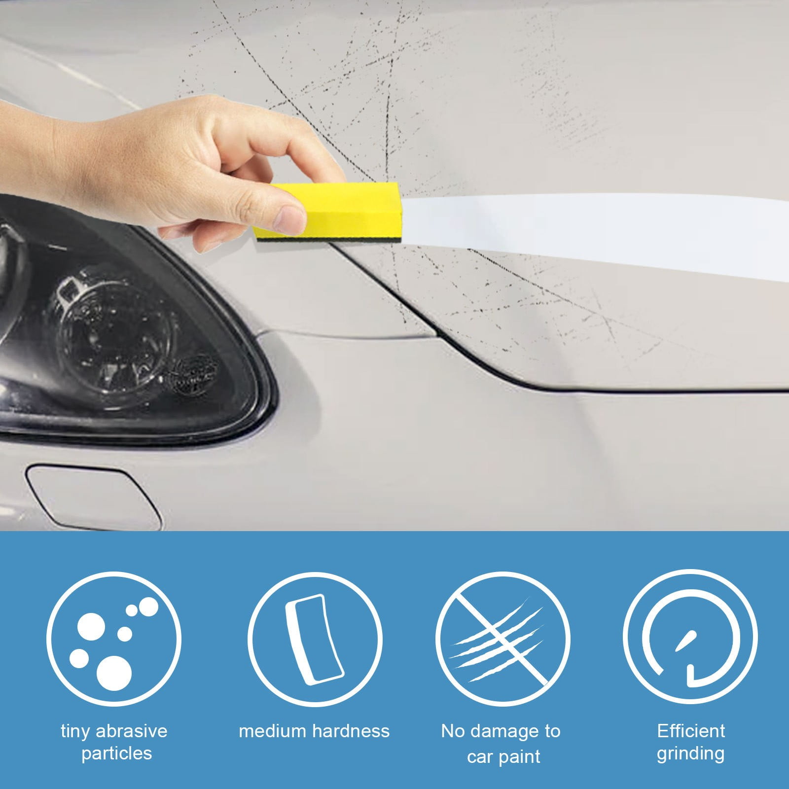Bzdzmqm Car Cleaning Sponge Scrubber, High Density Scouring Pad for Car ...