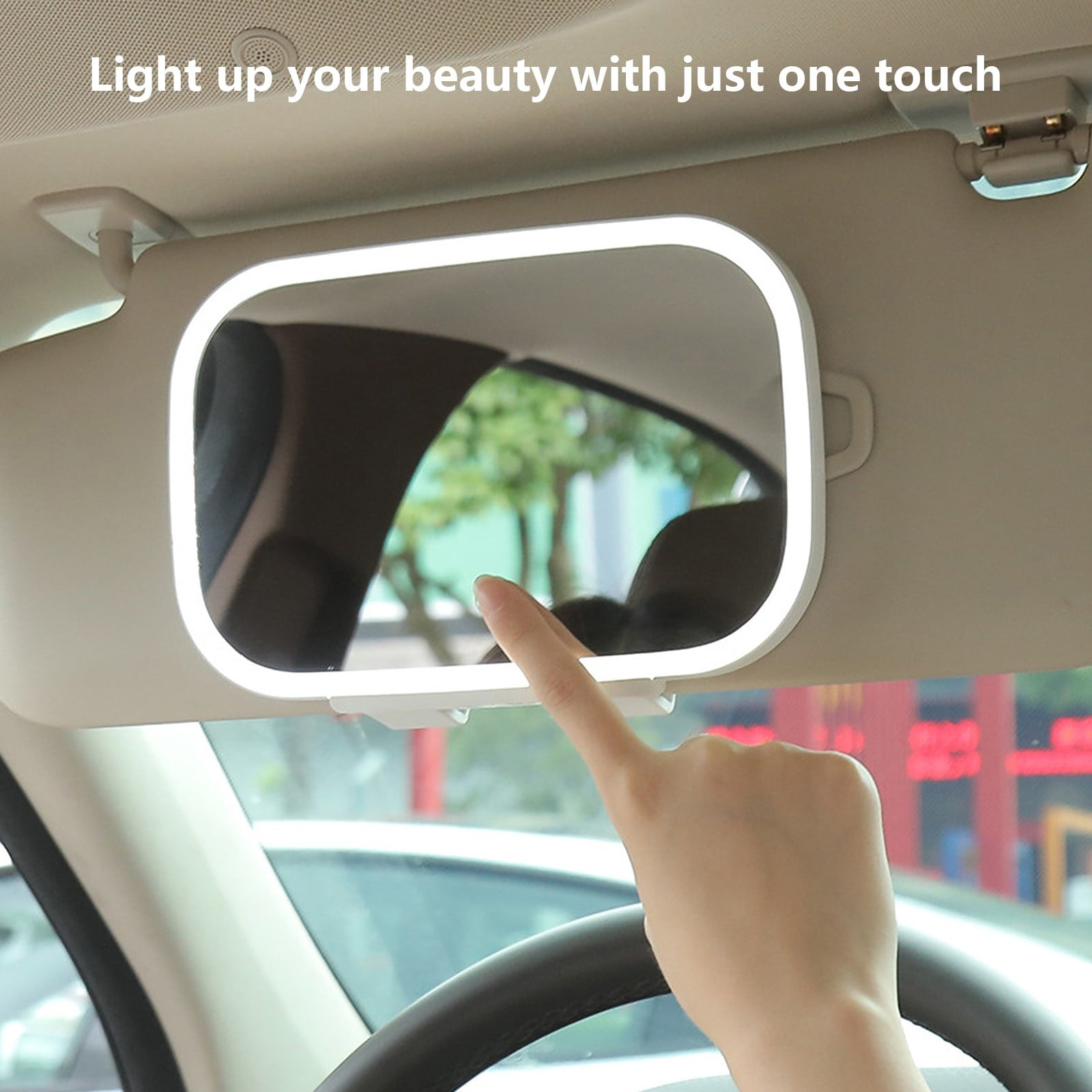 Bzdzmqm Car Sun Visor Vanity Mirror, LED Car Mirror with 3 Light Modes ...