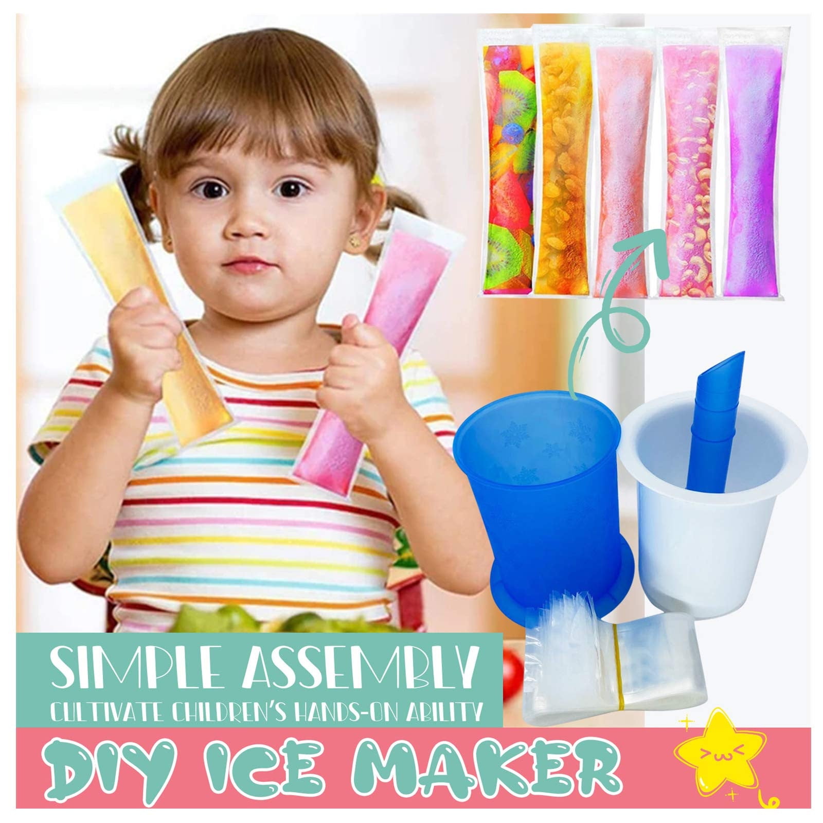Bzdzmqm DIY Ice Maker Kit, Reusable Ice Molds 20 Pack Disposable ...