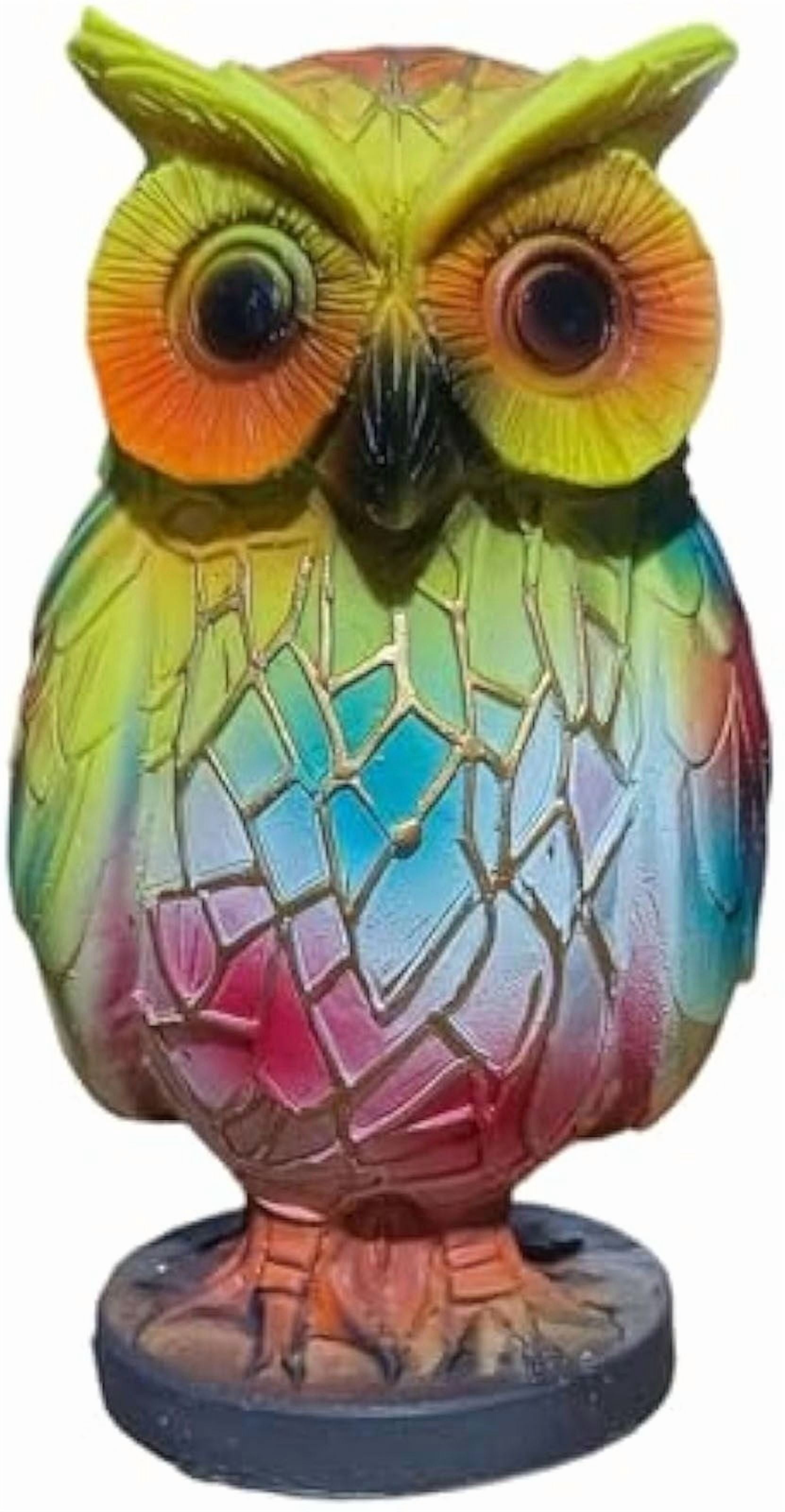 Bzdzmqm Stained Resin Owl Animal Table Lamp, Vintage Handmade Desk Lamp ...