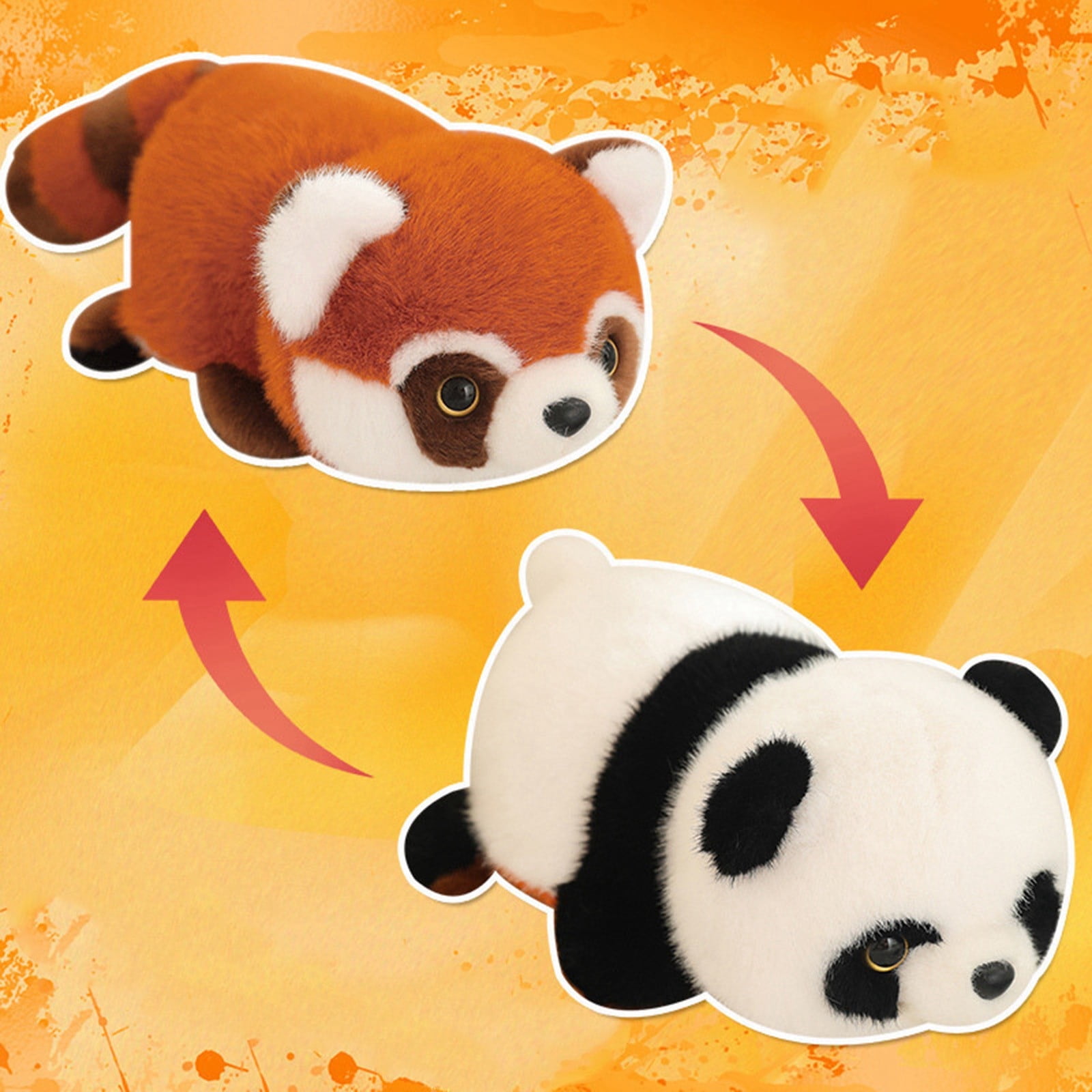Bzdzmqm Transformable Plush Toy, Flip Raccoon Into Panda Plush Toy ...