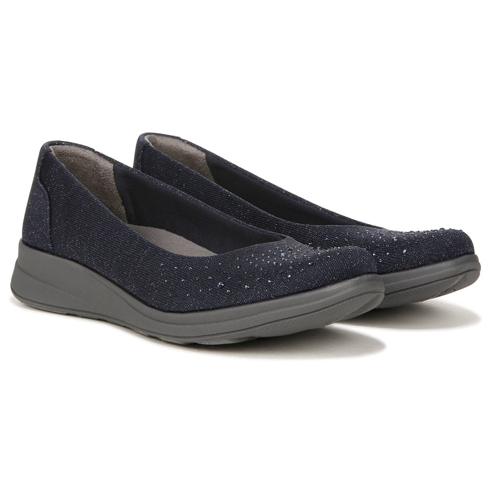 Bzees Women's Golden Bright Wedge 1 1/8" Heel Slip-On Shoes, Navy, Size ...