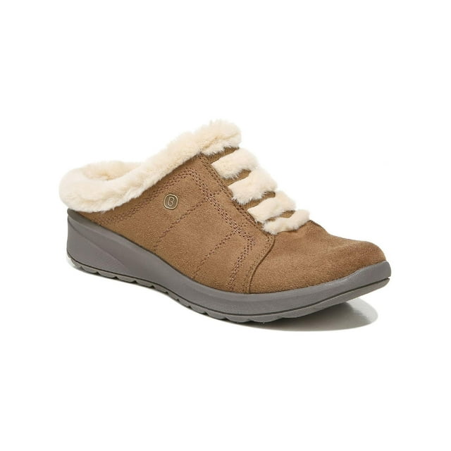 Bzees Womens Golden Cozy Faux Fur Trim Comfort Slide Slippers - Walmart.com