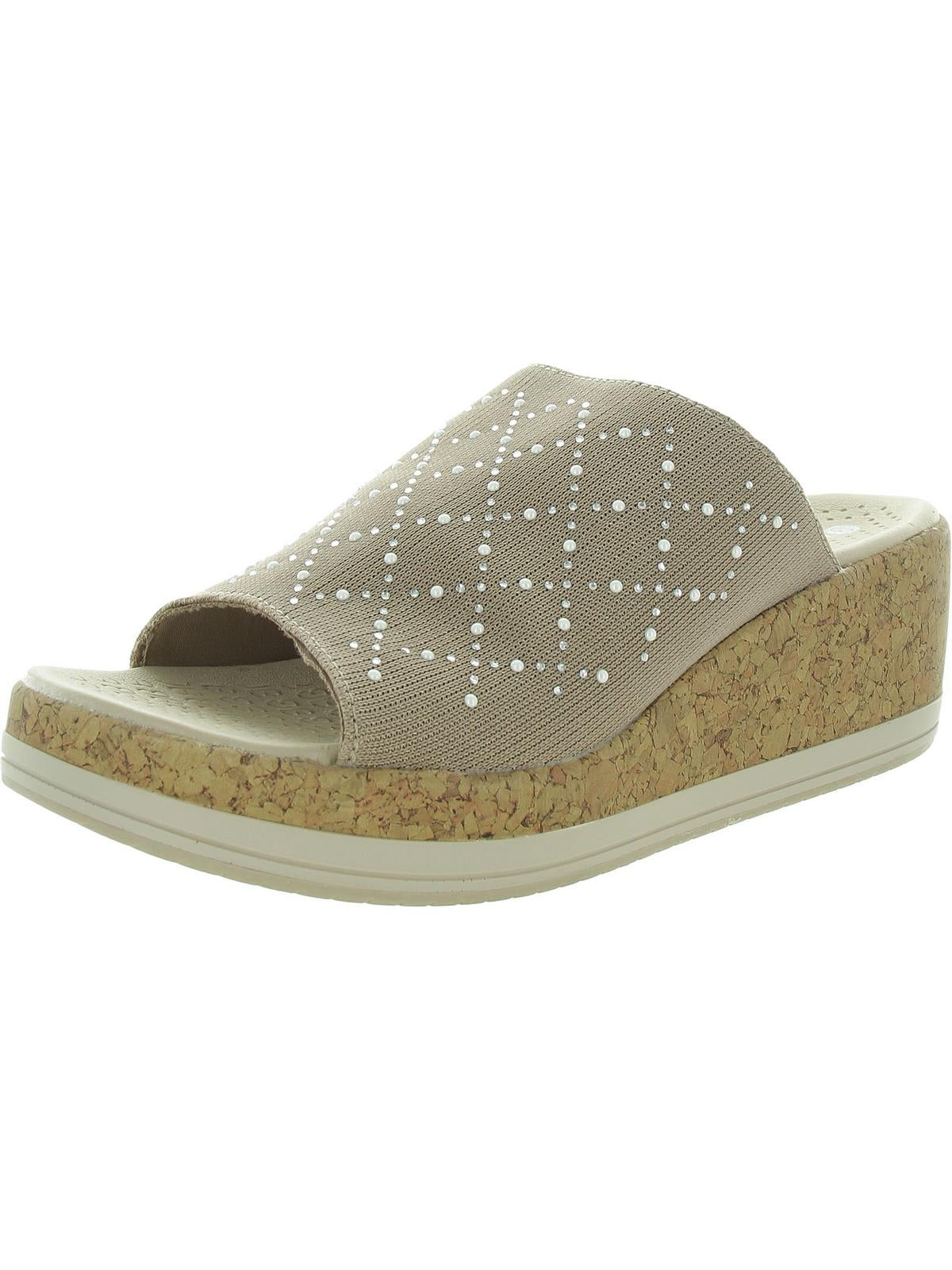 Bzees Womens Rhinestone Knit Wedge Sandals - Walmart.com