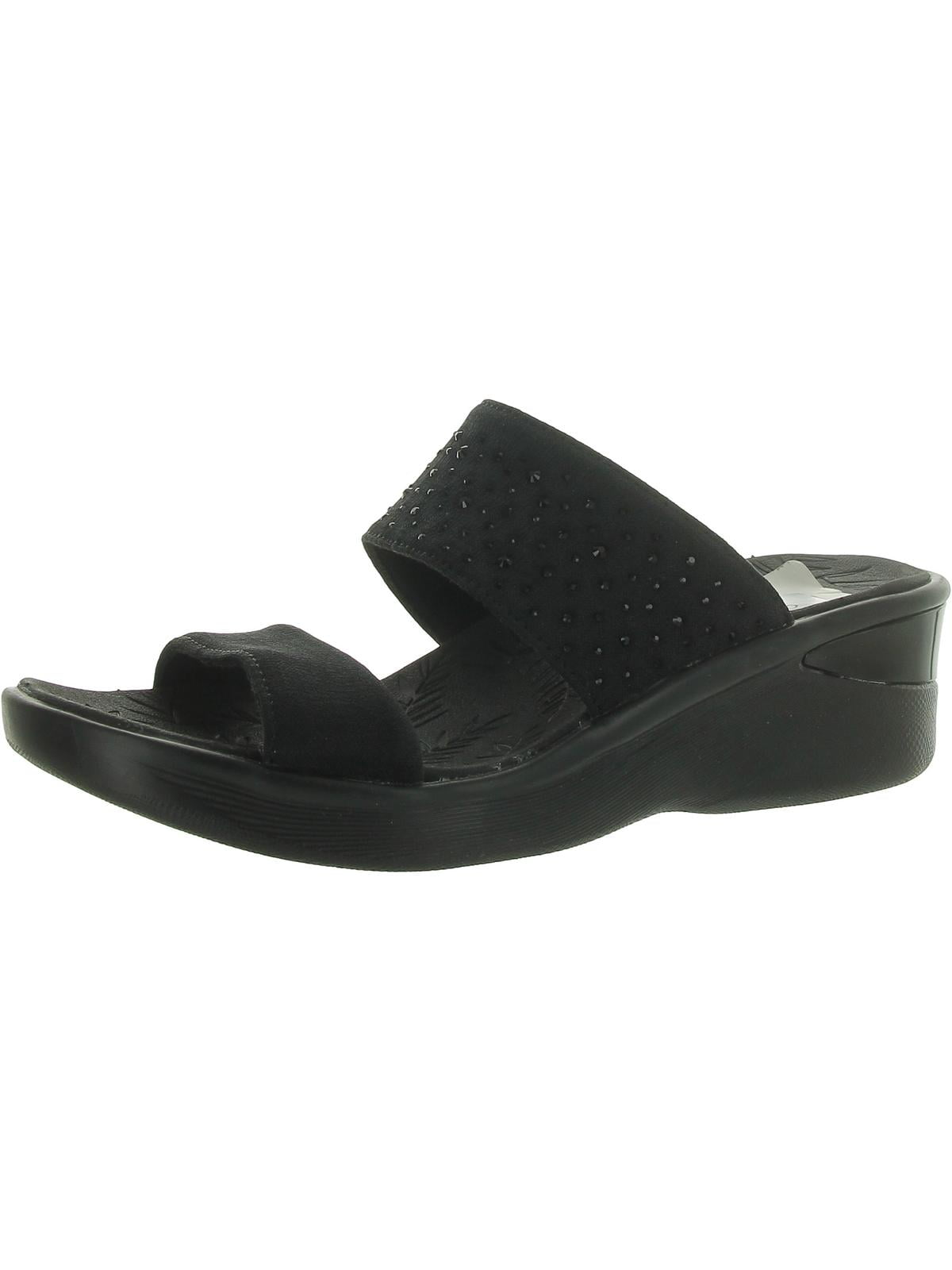 Bzees Womens Sienna Rhinestone Cushioned Footbed Slide Sandals ...