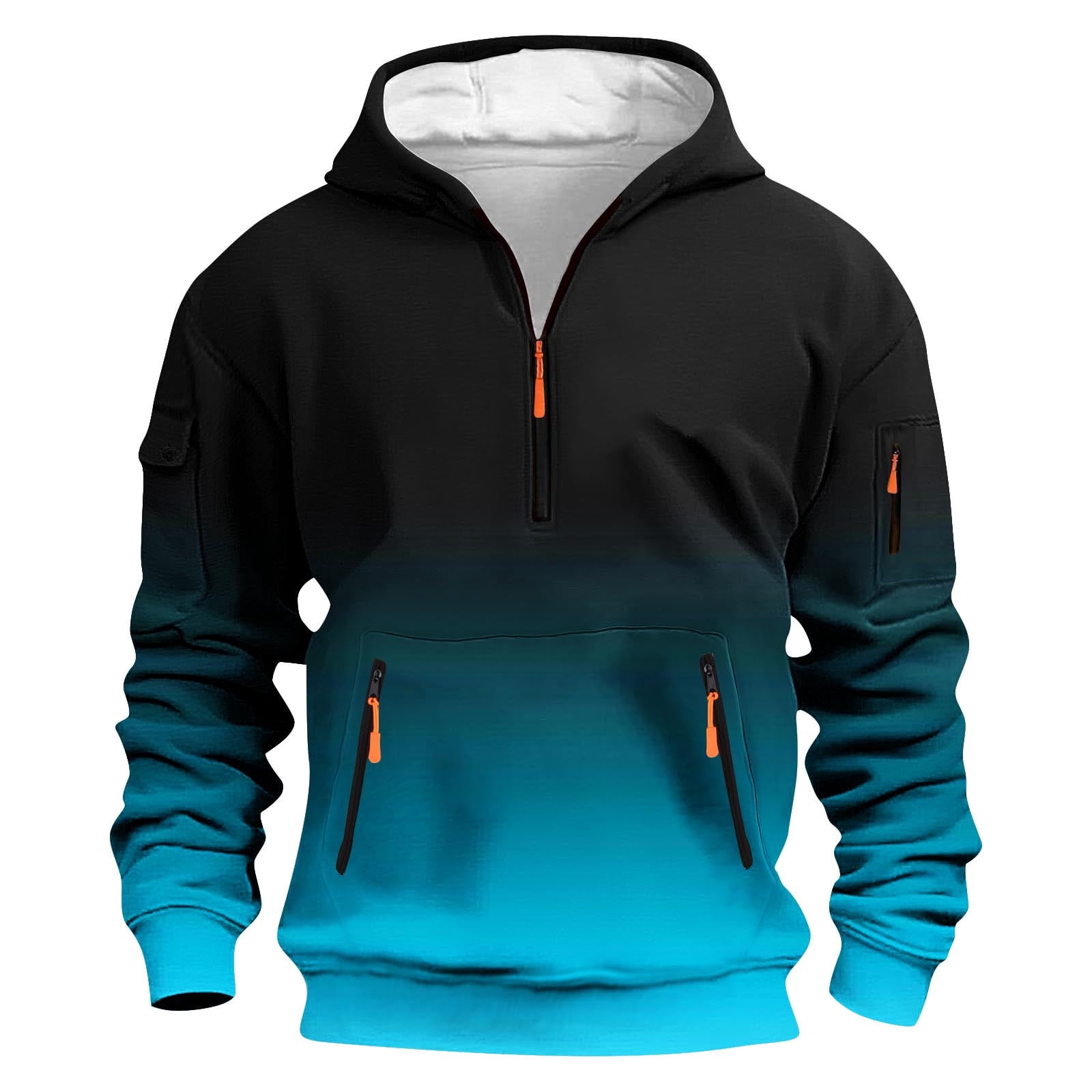 Bzhegqhd Hoodies for Men Color Gradient Zip Up Pullover Long Sleeve ...