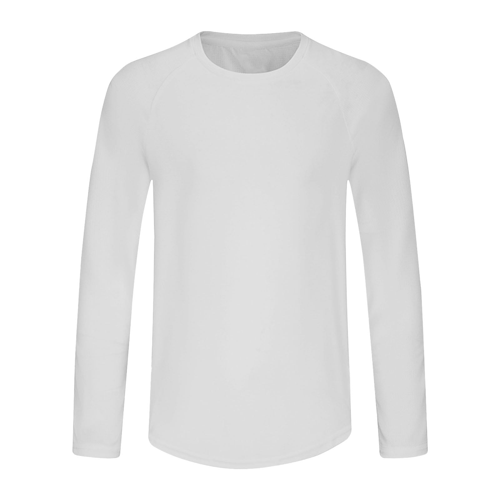 Bzhegqhd Men's Athletic Performance Shirts Long Sleeve Round Neck Solid ...
