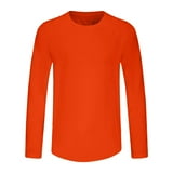 Bzhegqhd Men's Athletic Performance Shirts Long Sleeve Round Neck Solid ...