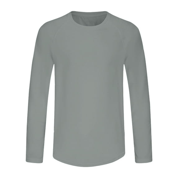 Bzhegqhd Men's Athletic Performance Shirts Long Sleeve Round Neck Solid ...