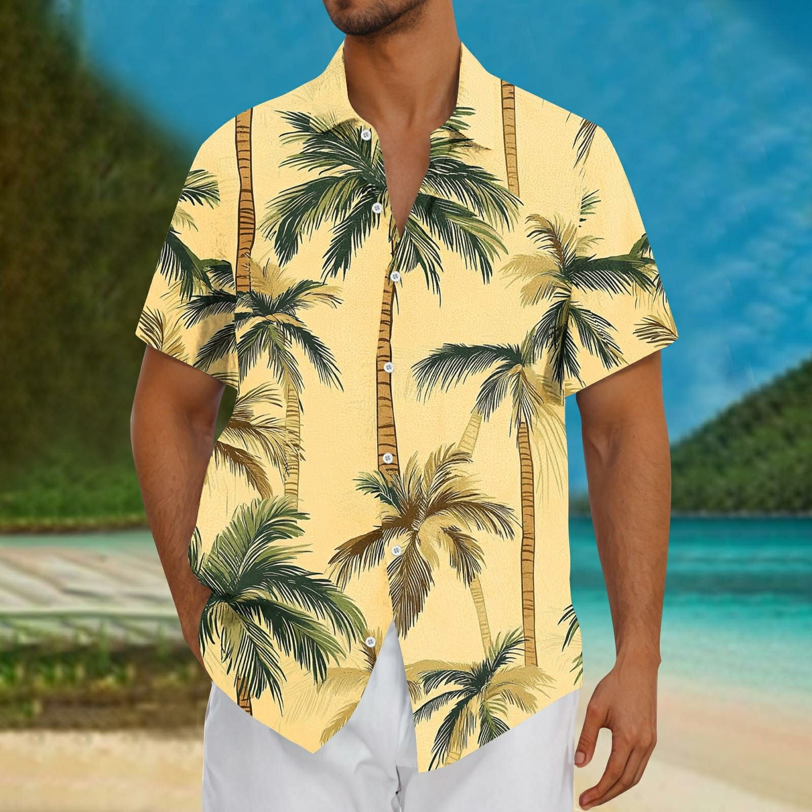 Bzhegqhd Men's Casual Shirt Short Sleeve Vintage Bowling Shirt Cuba ...