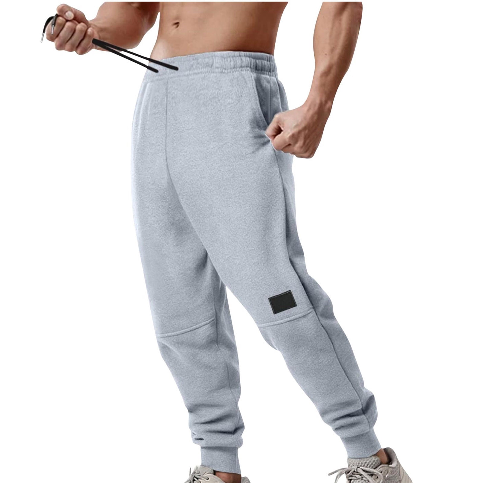 Bzhegqhd Men's Casual Tapered Sweatpants Solid Color Drawstring Elastic ...