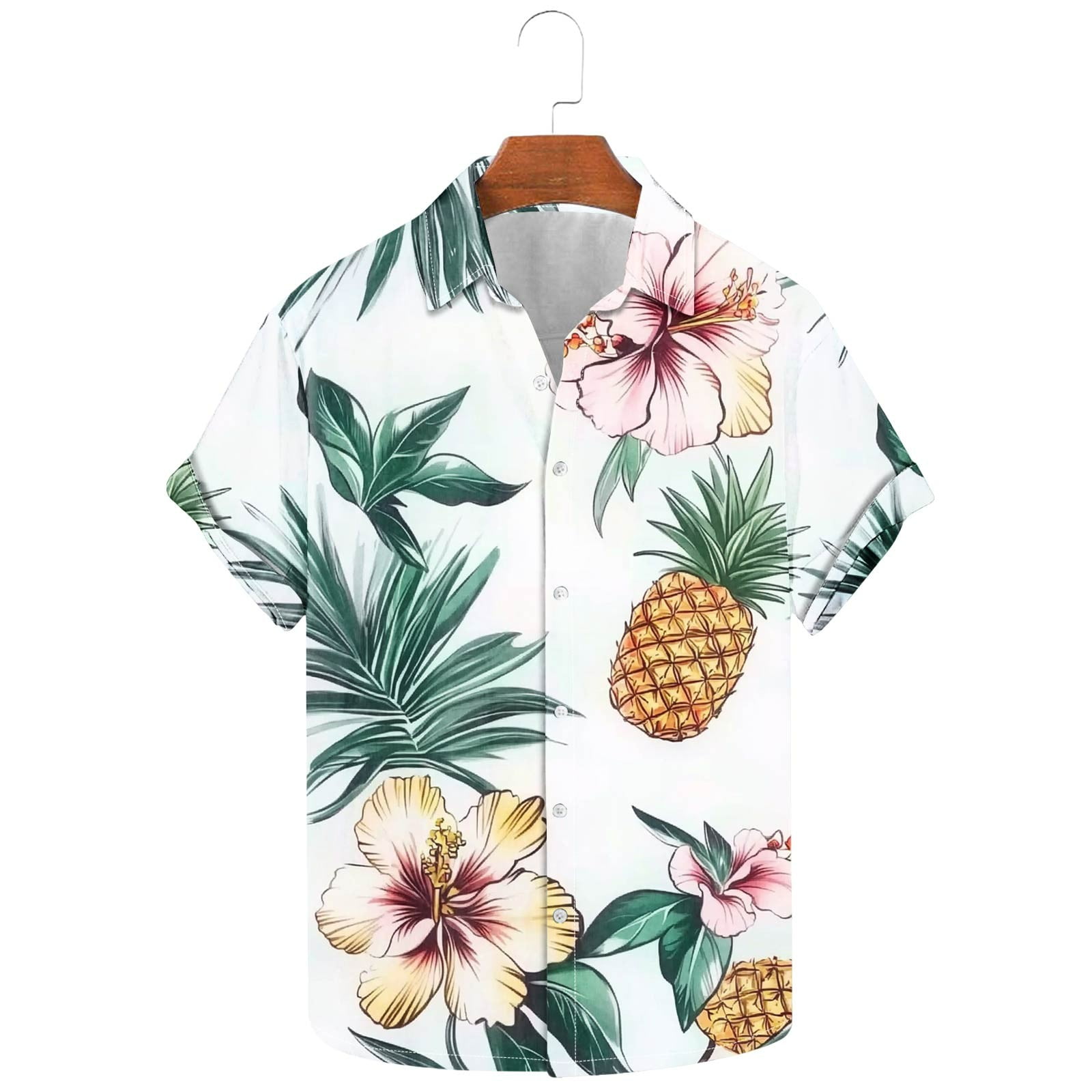 Bzhegqhd Men's Fashion Casual Floral Print Hawaiian Shirt Short Sleeve ...