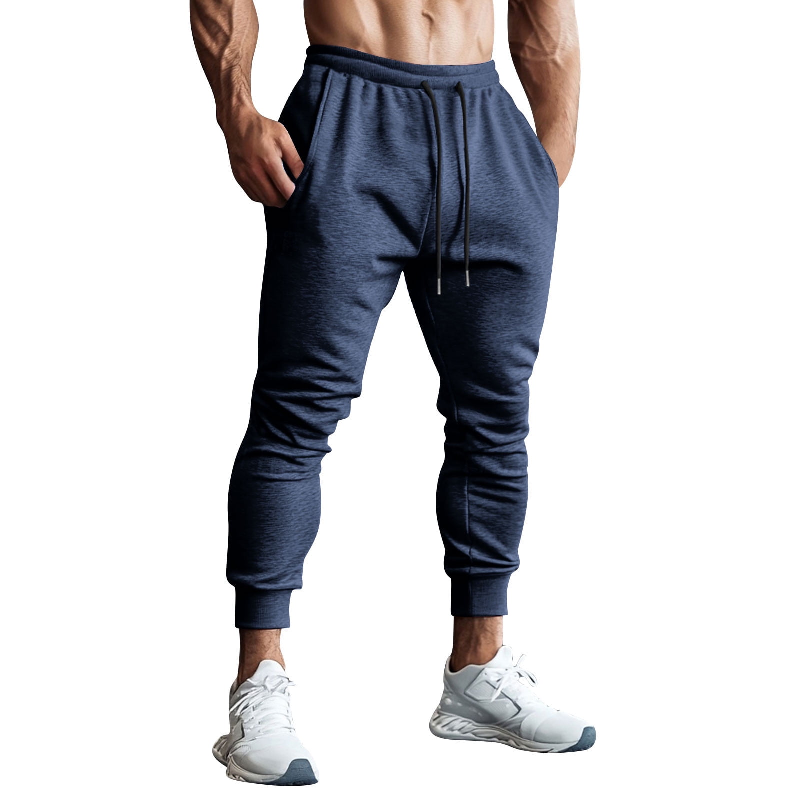 Bzhegqhd Men's Joggers Sweatpants Elastic Drawstring Ankle Cuff Casual ...