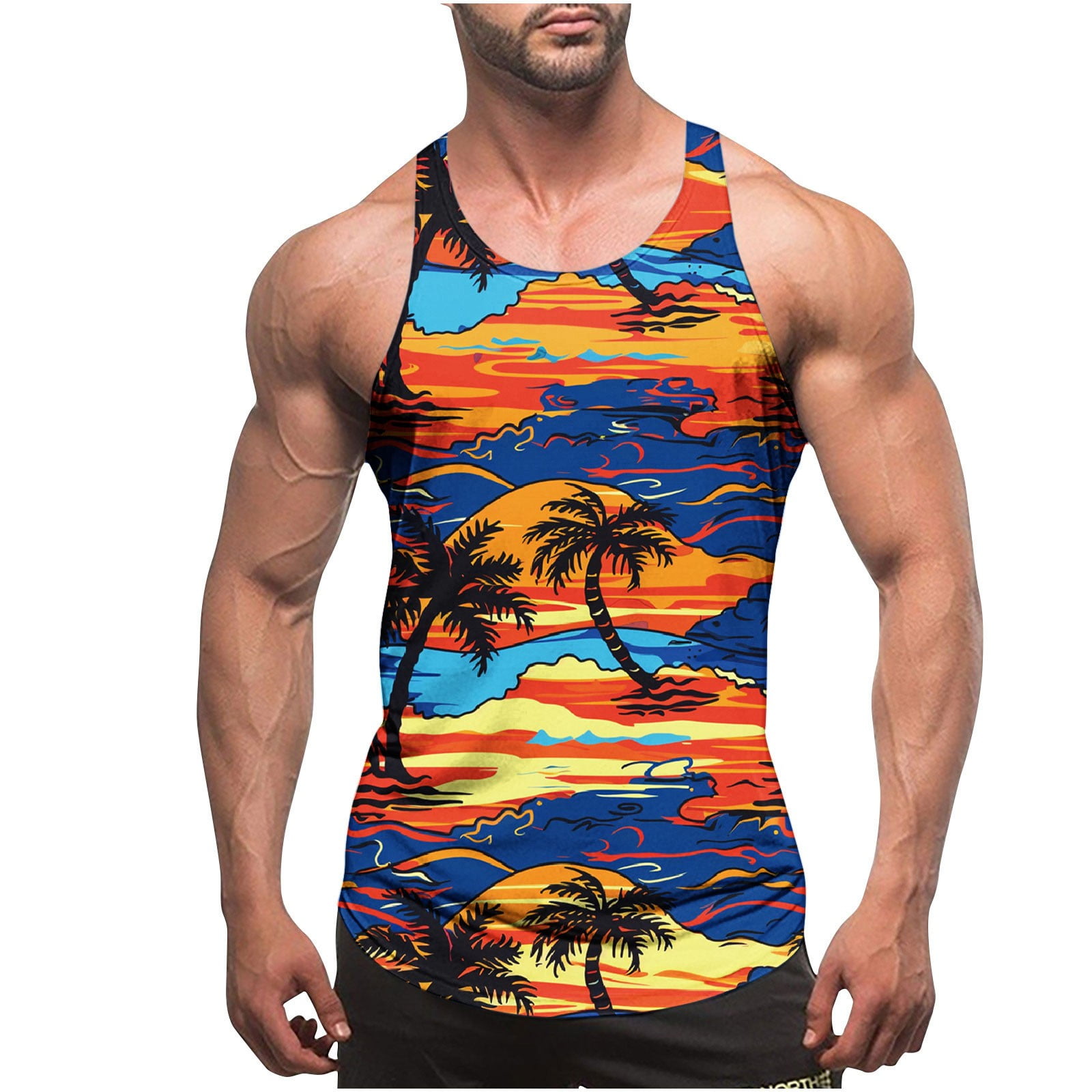 Bzhegqhd Men's Sleeveless Printed with Slim Strap and Backless Regular ...