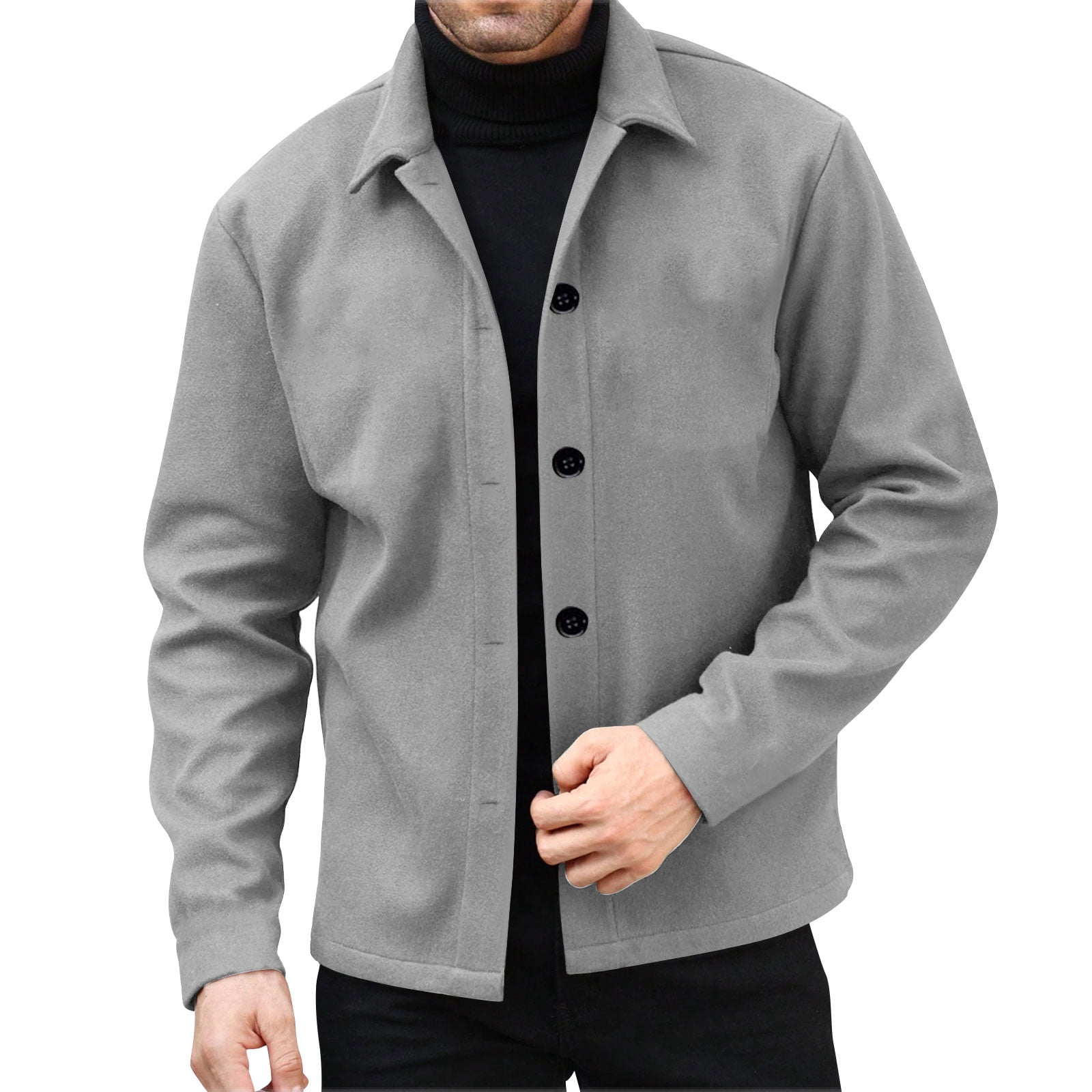 Bzhegqhd Mens Shirts Solid Color Long Sleeve Overcoat Classic Regular ...