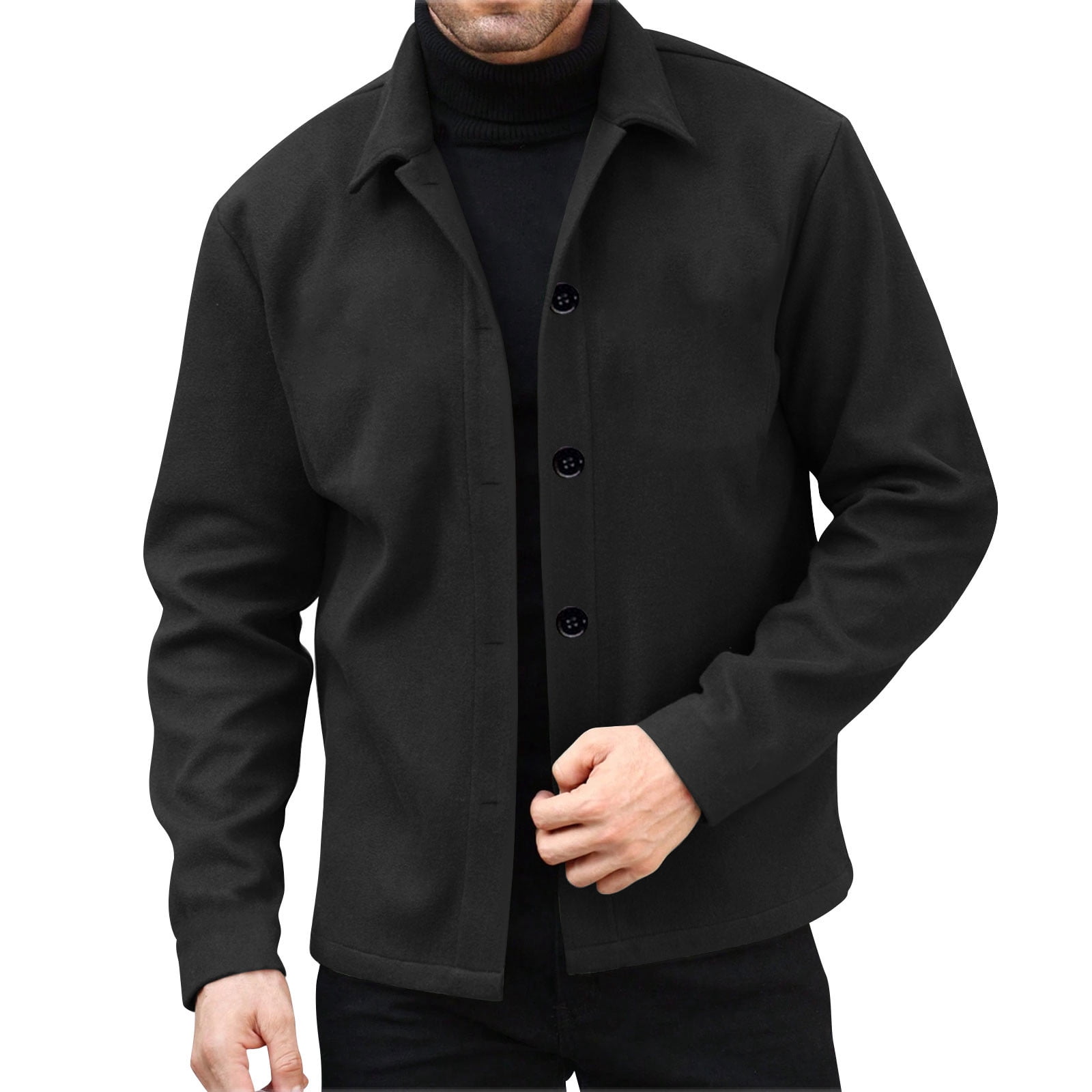 Bzhegqhd Mens Shirts Solid Color Long Sleeve Overcoat Classic Regular ...