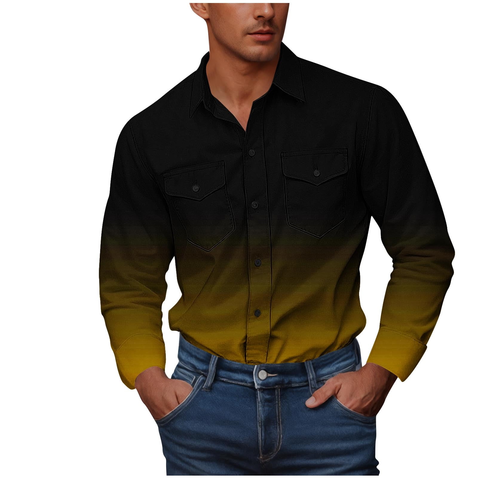 Bzhegqhd Mens Sweatshirts Button Down Work Shirts Long Sleeve Casual ...