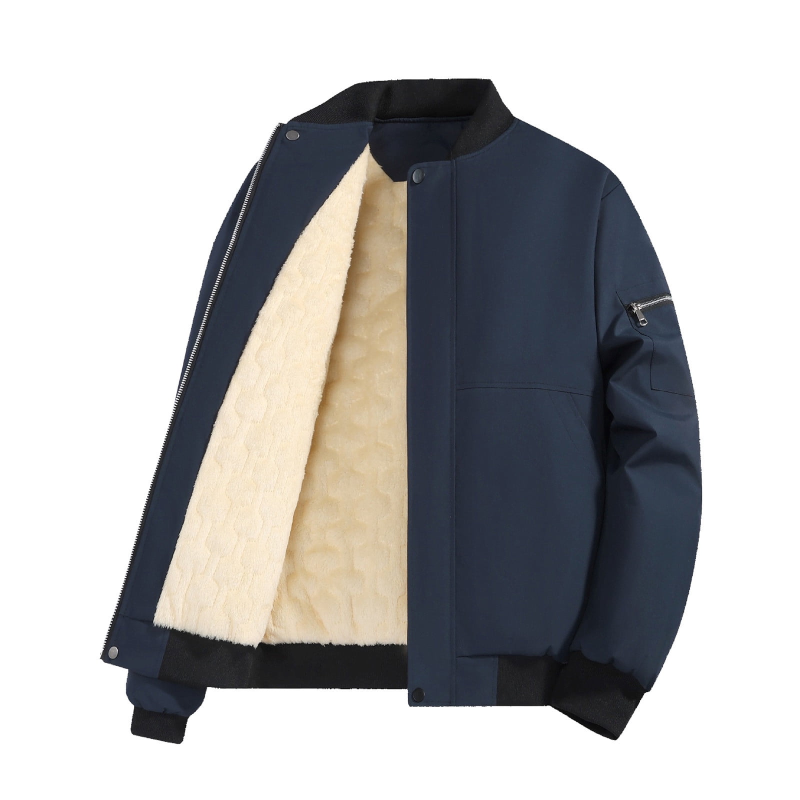 Bzhegqhd Mens Work Jacket Solid Color Fleece Lined Long Sleeve Tops ...