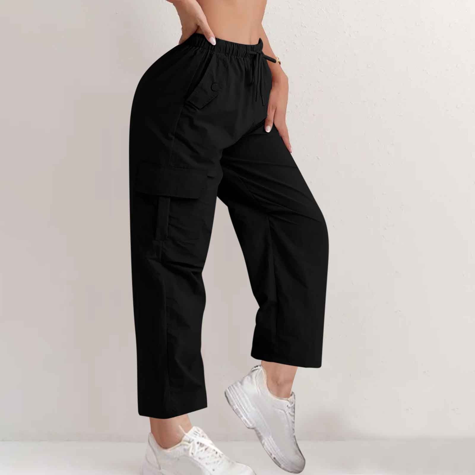 Bzhegqhd Women Solid Color High Waisted Drooping Drying Pants Casual ...
