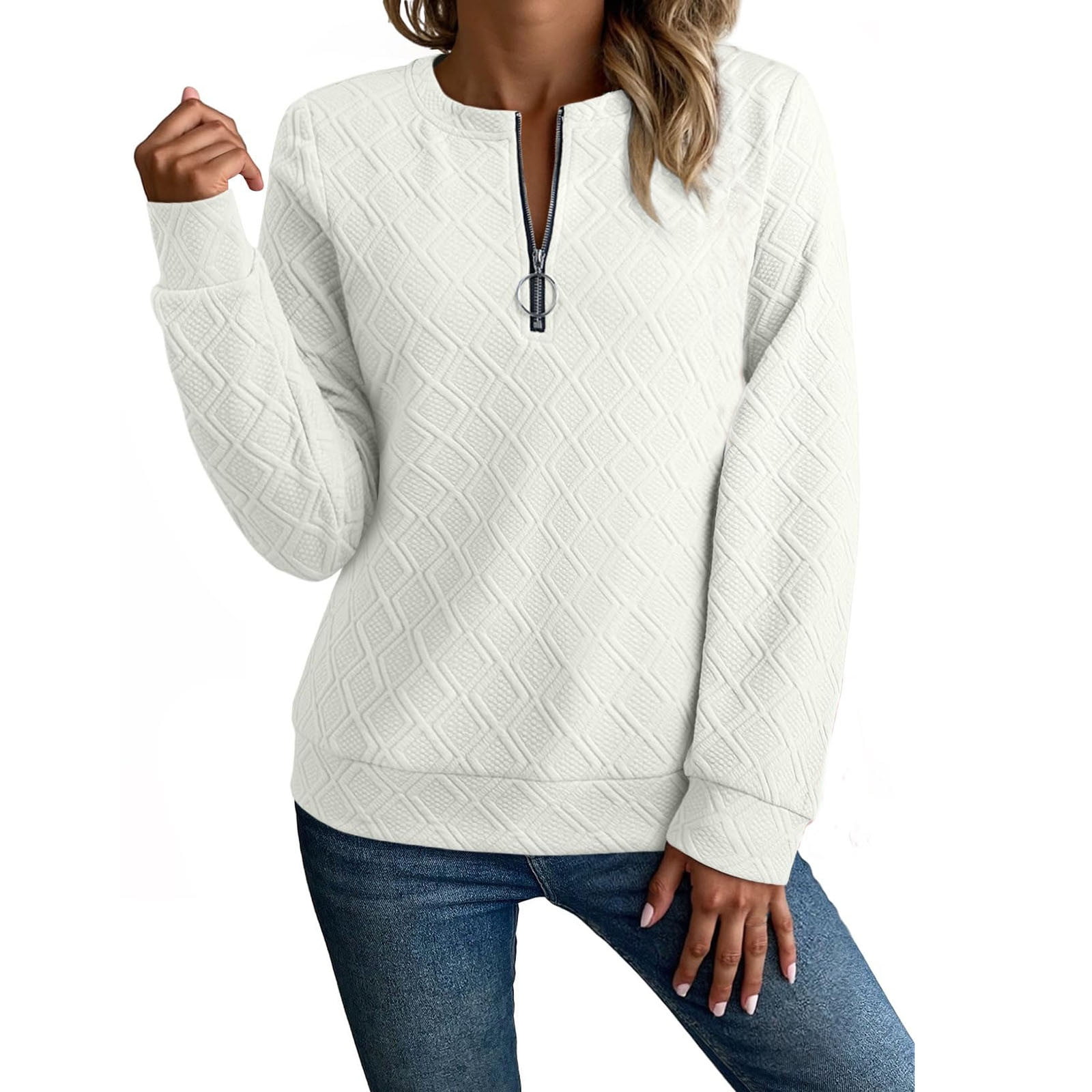 Bzhegqhd Women's Stand Collar Pullover Top Long Sleeve Mandarin Neck ...