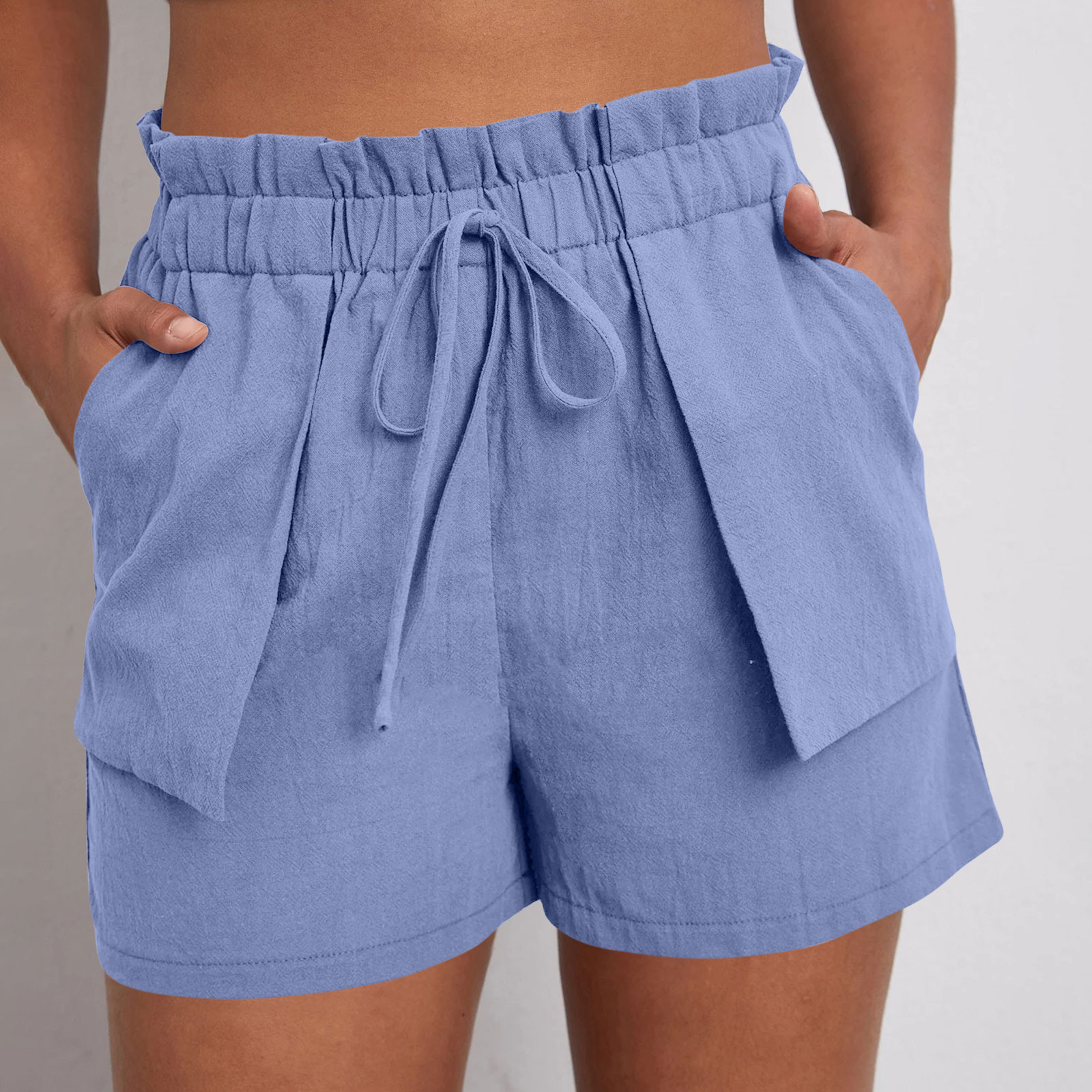 Bzhegqhd Women's Summer Cotton and Linen Solid Color Loose Straight ...
