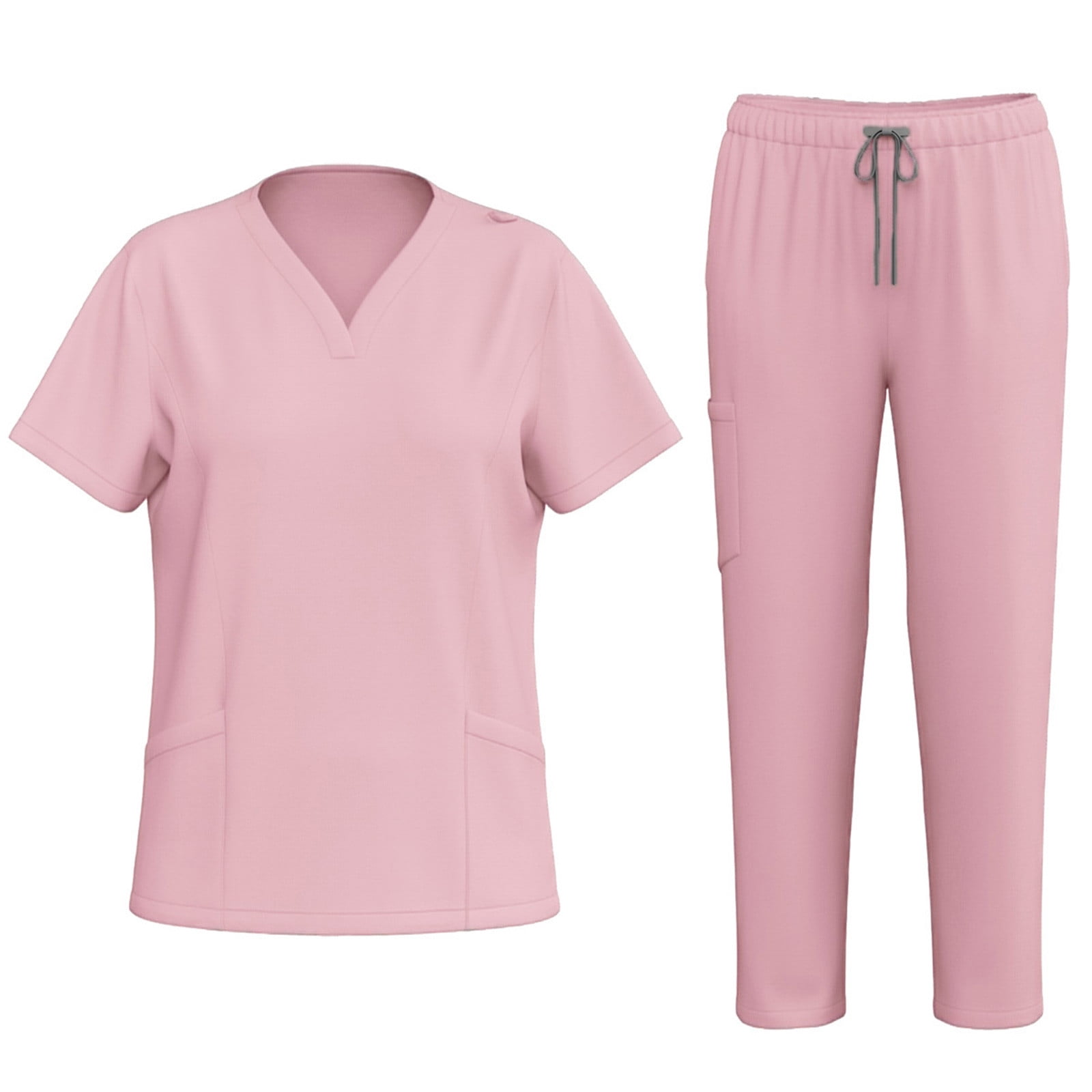 Bzhegqhd Women's Top and Pants V-Neck Quick Dry Scrub Sets Short Sleeve ...