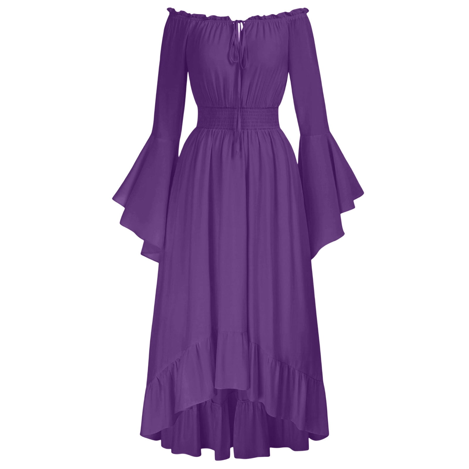 Bzhegqhd Womens Gothic off the Shoulder Dresses Long Trumpet Sleeve ...