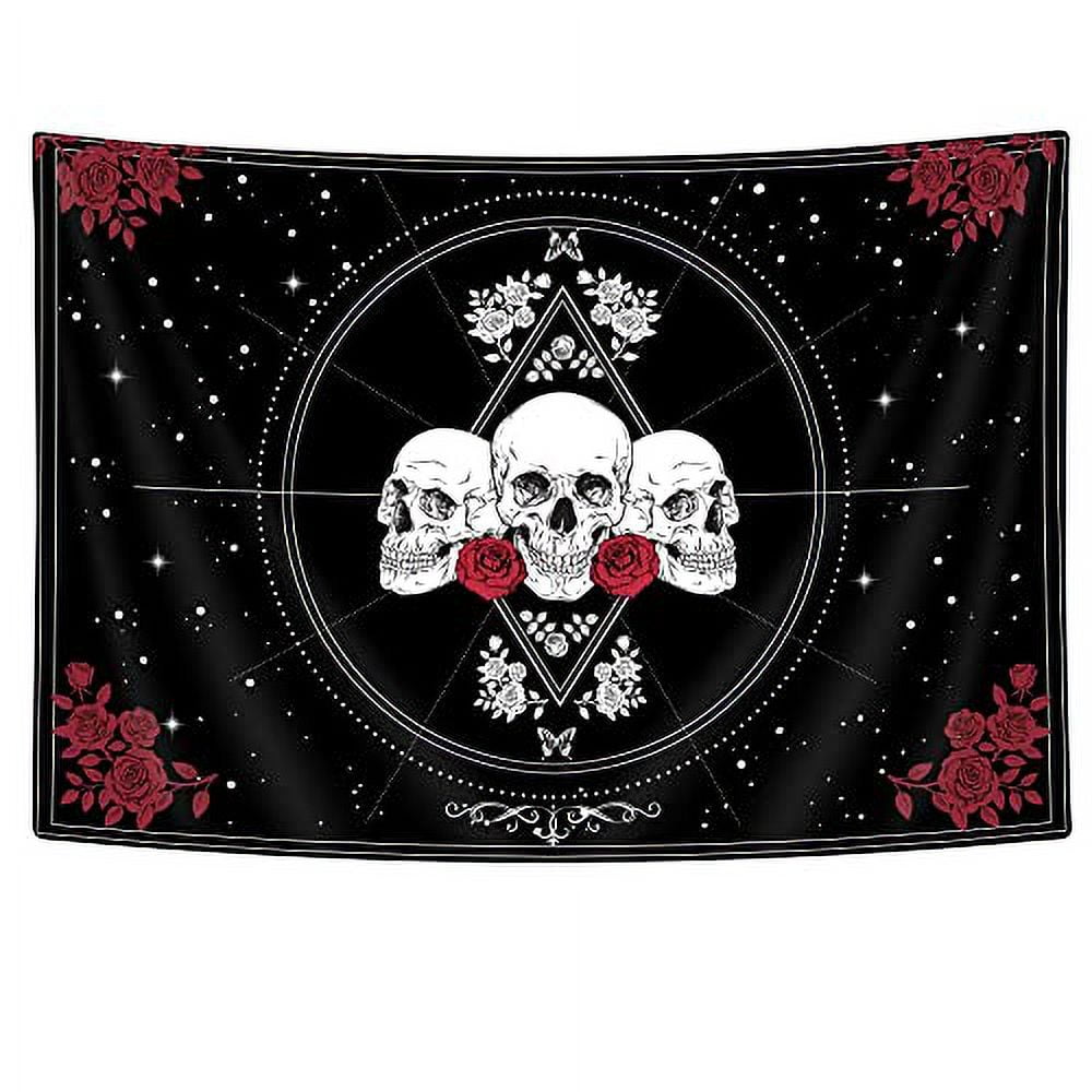 Bzhilja Skulls Tapestry Wall Hanging, Gothic Skeleton Mystery Tapestries, Black and White Tarot ...