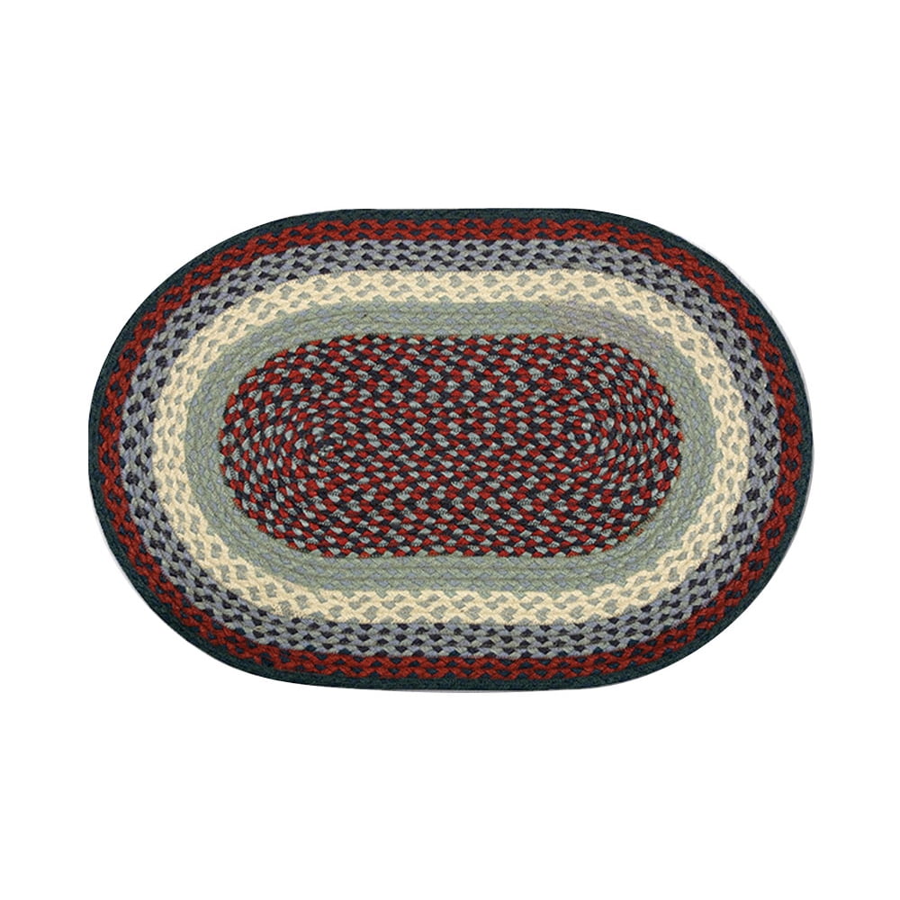 C-015 Blue, Burgundy Braided Rug, Oval 20" X 30" - Walmart.com