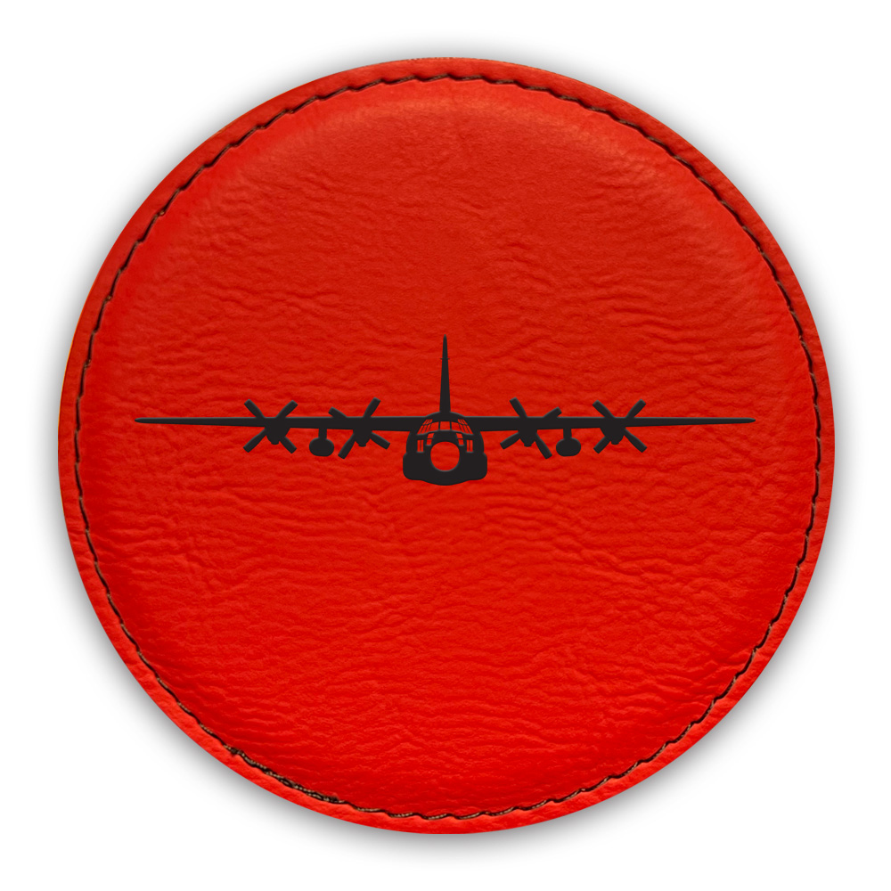 C-130 Hercules Coaster Laser Engraved Leatherette - Round Coasters ...