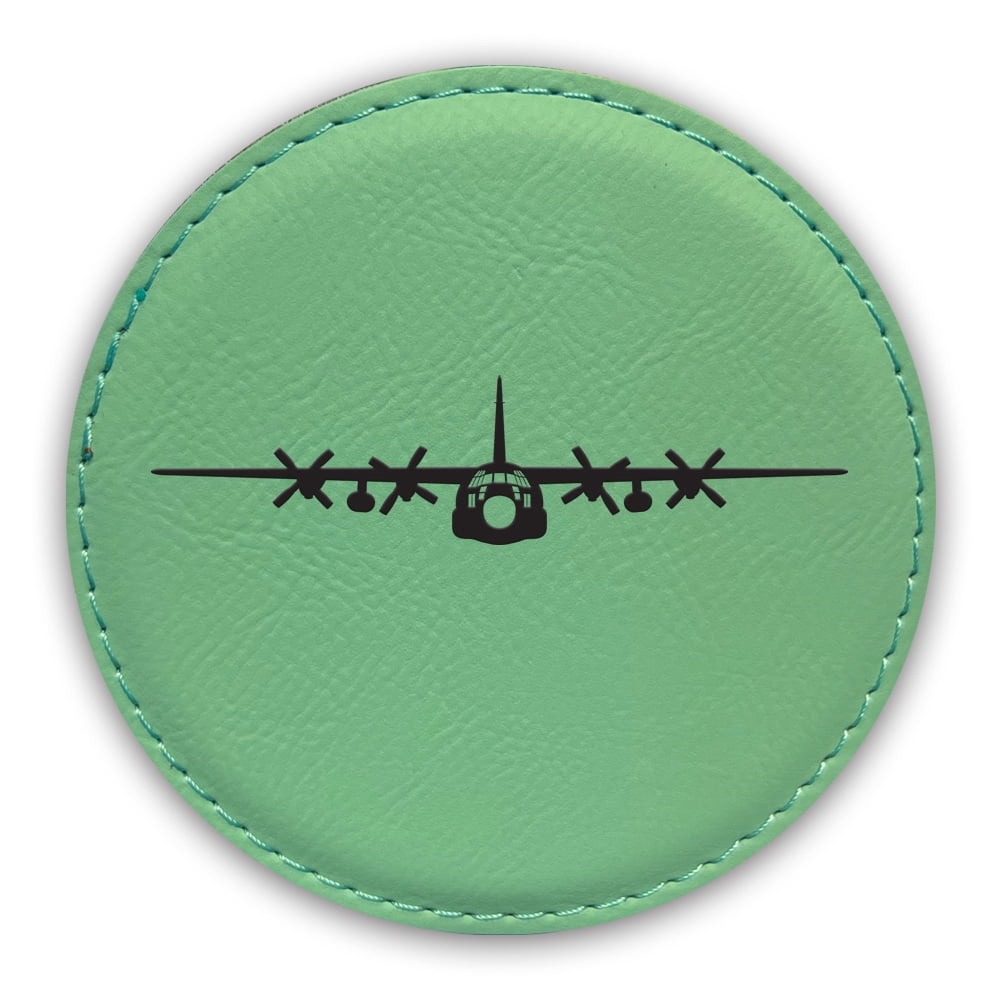 C-130 Hercules Coaster Laser Engraved Leatherette - Round Coasters ...
