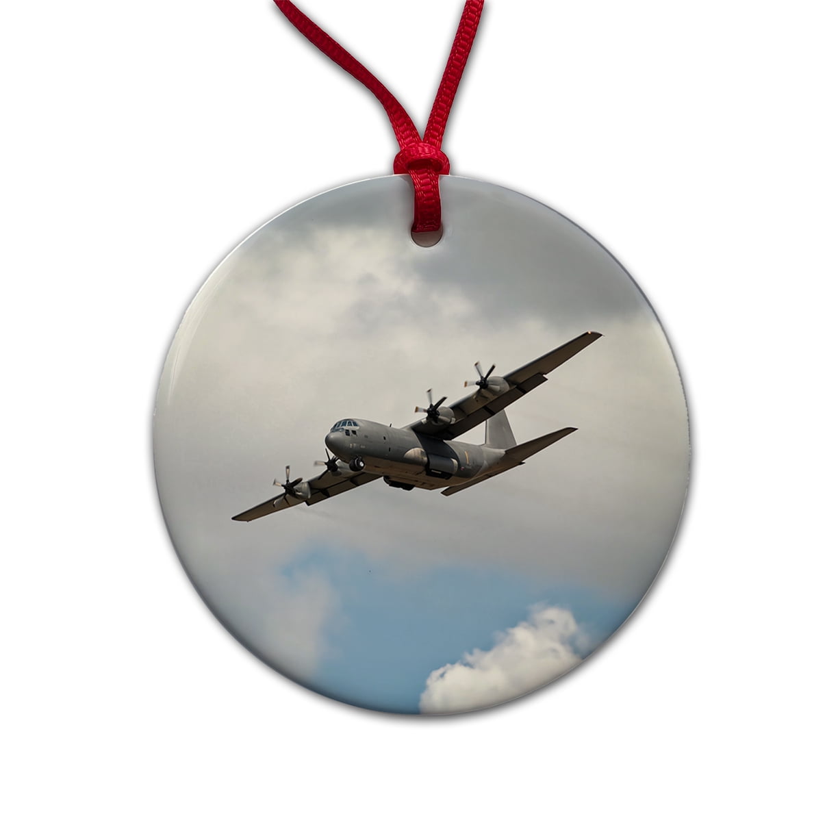 C-130 Hercules Military Transport Plane Christmas Tree Holiday Round ...