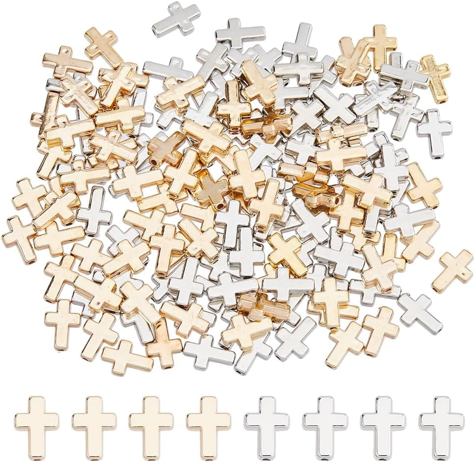 C 300Pcs 2 Colors Cross Spacer Bead Plastic Cross Beads 13x9x3mm Mini ...