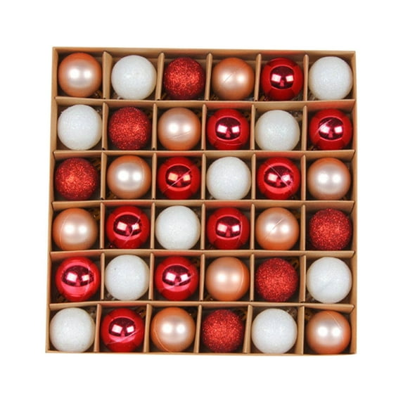 C 36Pcs Christmas Ball Pendants With Red White Design, Shatterproof ...
