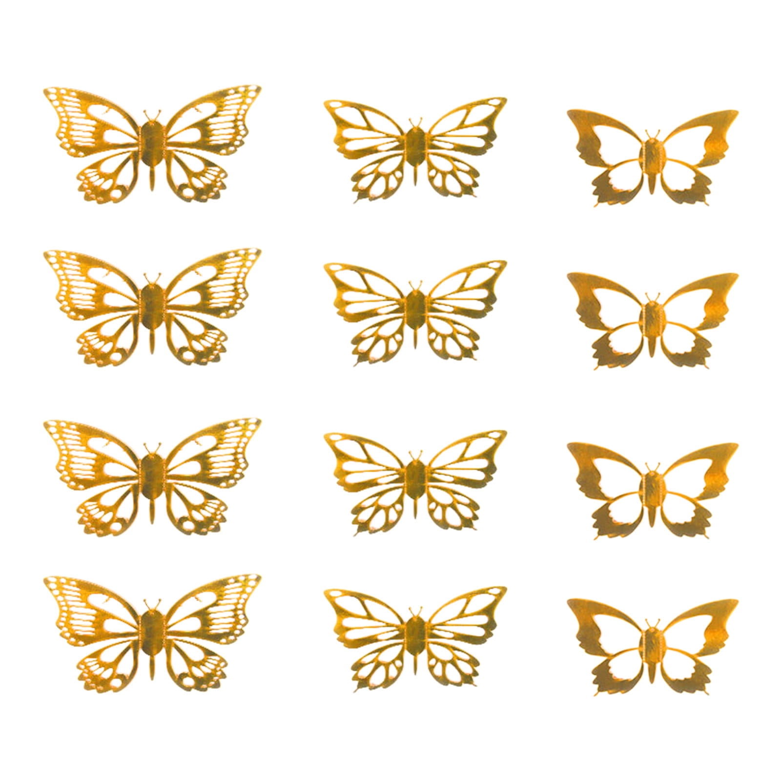 C 3D Metallic Butterfly Wall Decals Set Of 12 Removable Stickers For ...