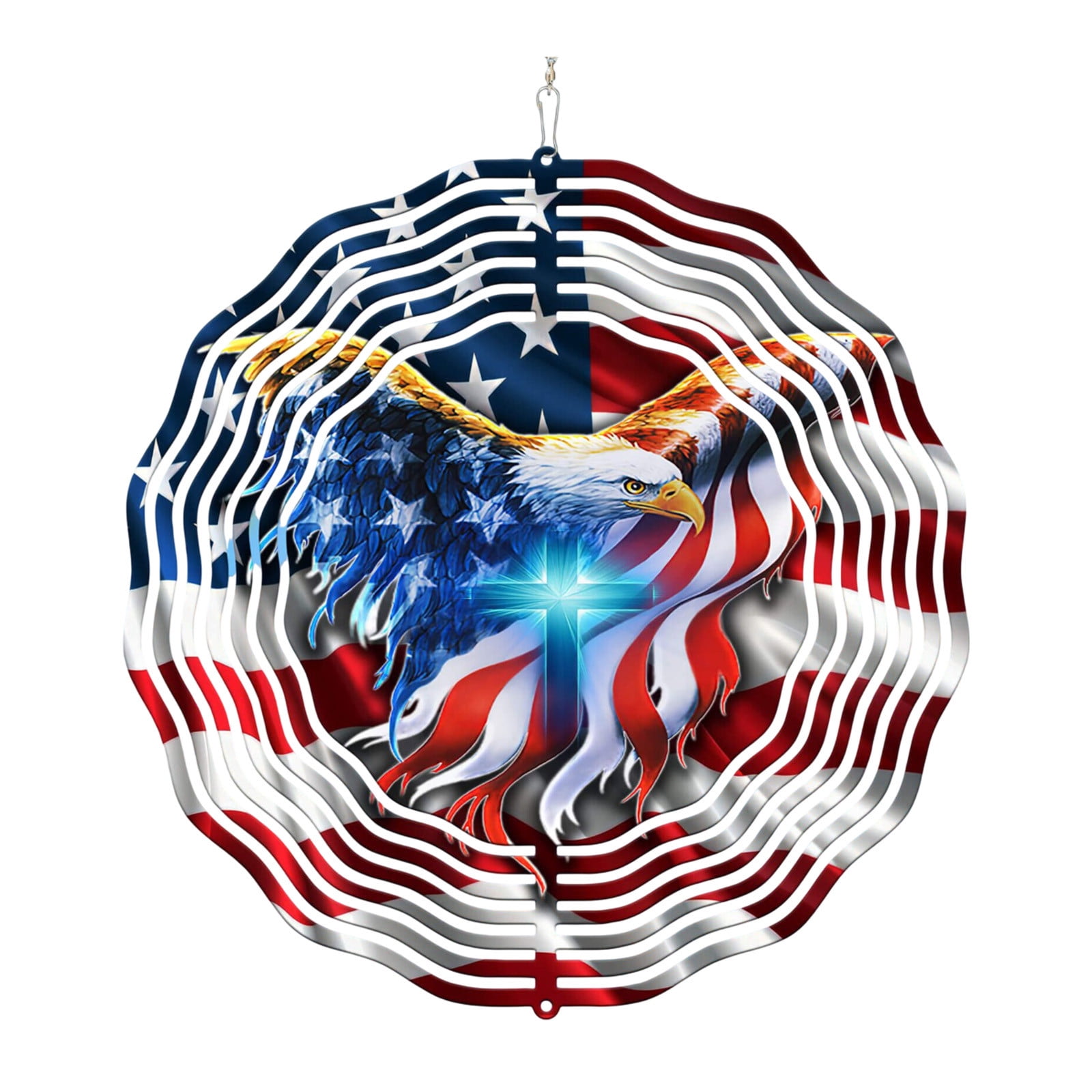 C 3D Rotating Wind Spinner Independence Day Decor Stainless Steel ...