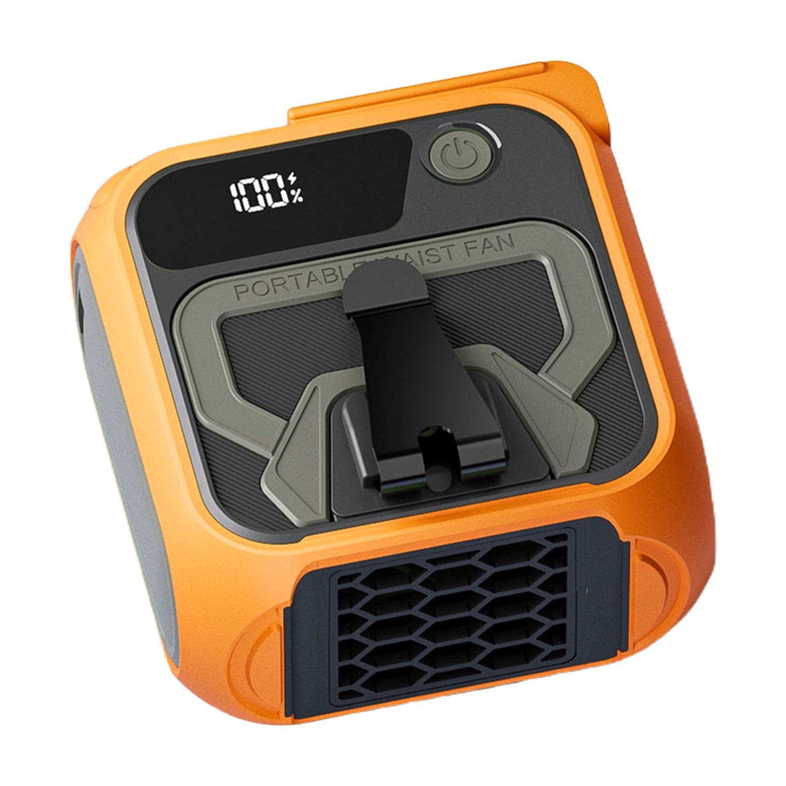 C-536 Orange Portable Waist Hanging Fan Orange Abs Silicone Material ...