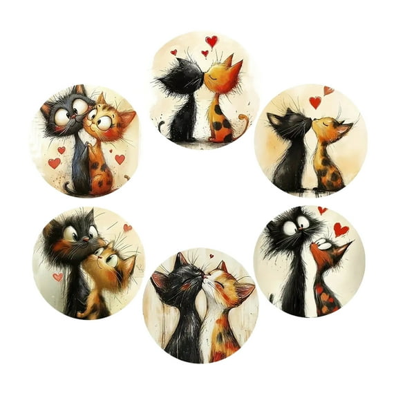 C 6 Piece Wooden Coasters Set Colorful Beverage Drink Coasters For Tea ...