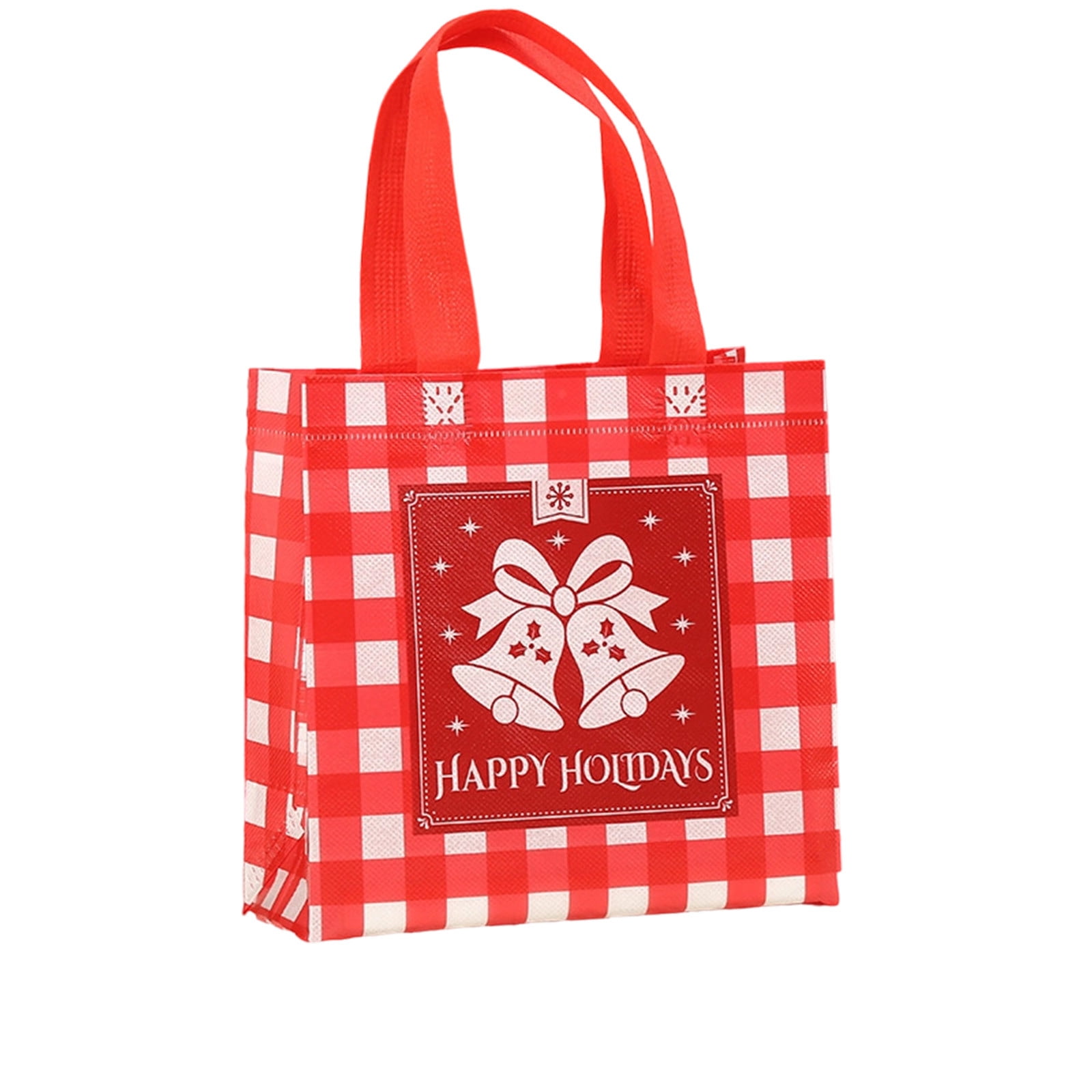 C 7.87X7.87X3.54 Inch Red Christmas Gift Bag Non Woven Fabric Handbag ...