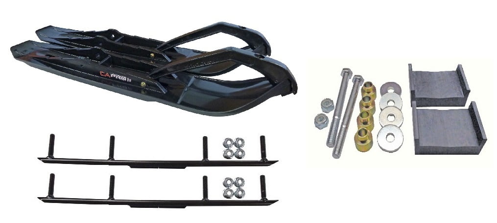 C&A Pro Black XCS Snowmobile Skis w/ 4" Round Bars Complete Kit Ski-Doo ...