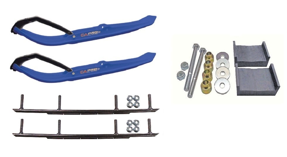 C&A Pro Blue MTX Snowmobile Skis w/ 10" Round Bars Complete Kit Ski-Doo ...