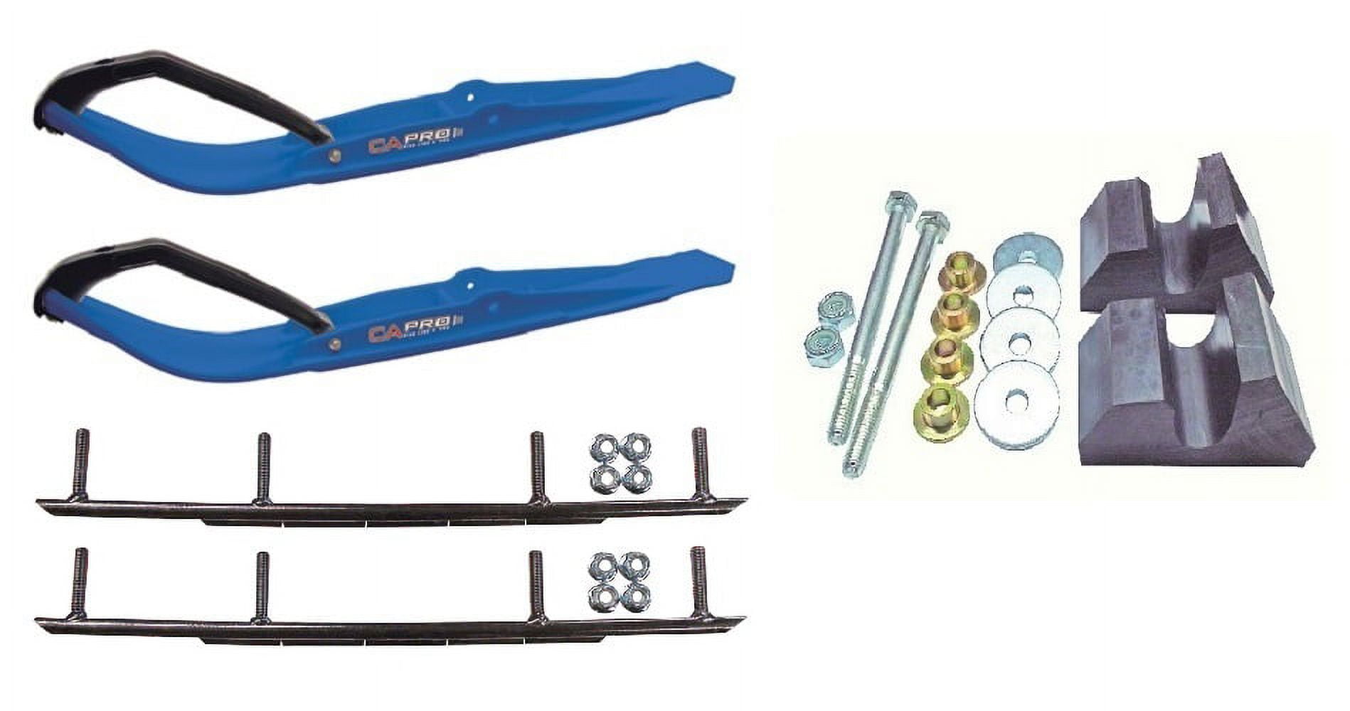 C&A Pro Blue Razor Snowmobile Skis w/ 10" Round Bars Complete Kit ...