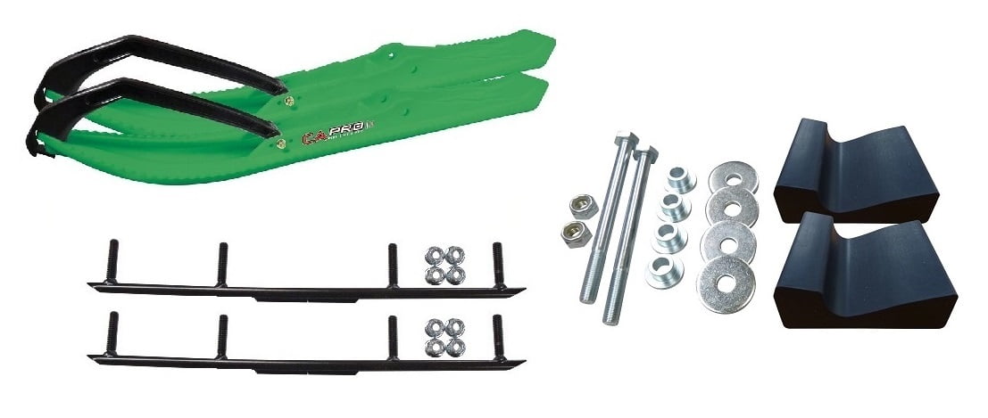 C&A Pro Green BX Snowmobile Skis w/ 4" Round Bars Complete Kit 2021 ...