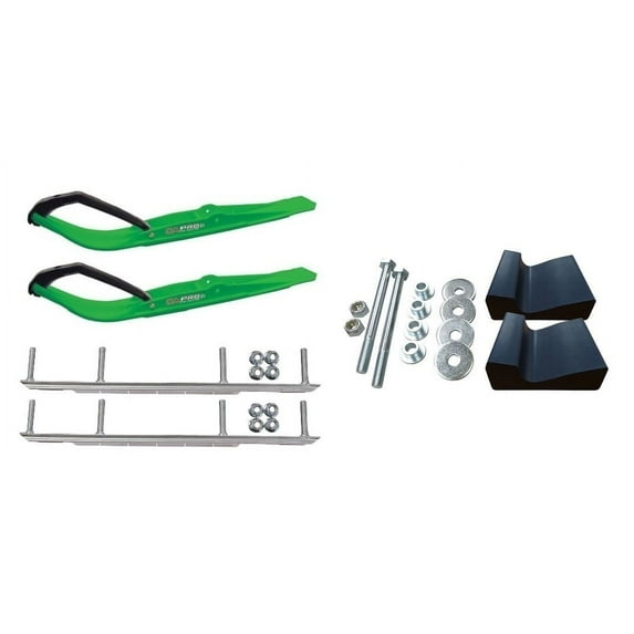 C&A Pro Green Razor Snowmobile Skis w/ 9" Shaper Bars Complete Kit 2017 ...