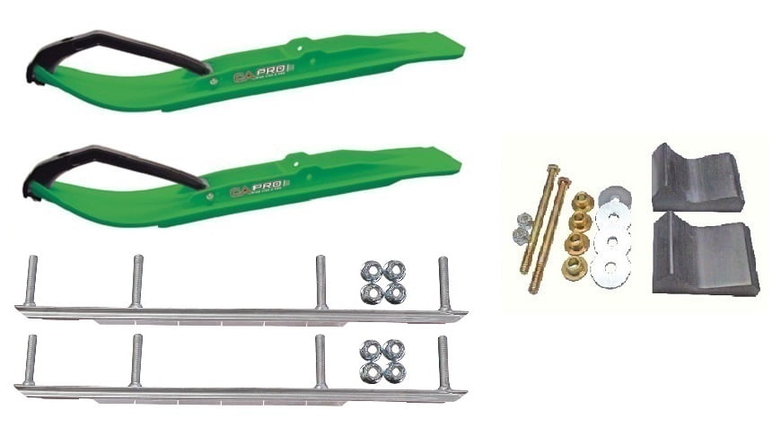C&A Pro Green XT Snowmobile Skis w/ 9" Shaper Bars Complete Kit Polaris ...