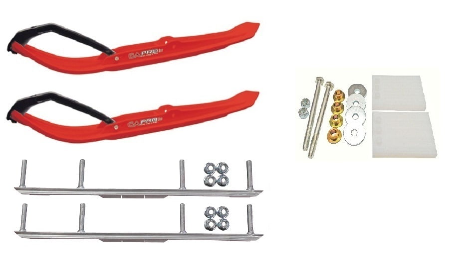 C&A Pro Red MTX Snowmobile Skis w/ 4.5" Shaper Bars Complete Kit Yamaha ...