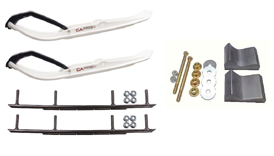 C&A Pro White MTX Snowmobile Skis w/ 10" Round Bars Complete Kit ...