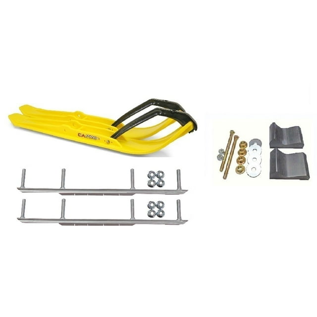 C&A Pro Yellow XPT Snowmobile Skis w/ 7.5" Shaper Bars Complete Kit ...